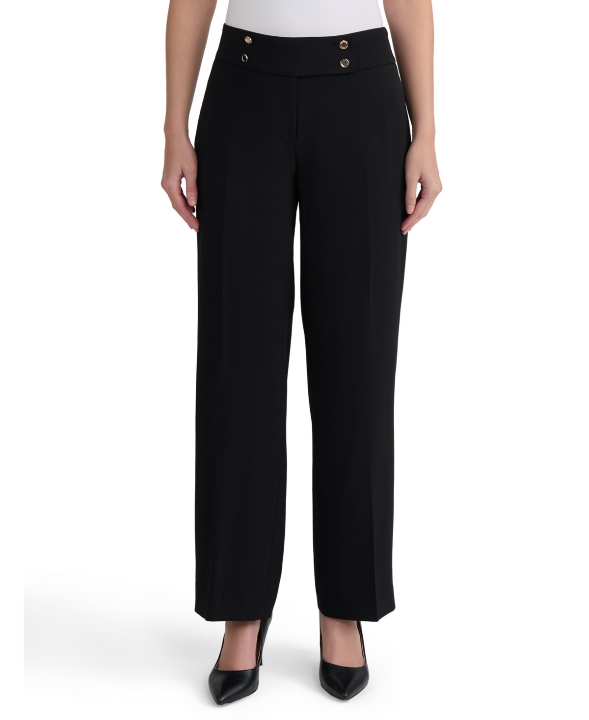 Click here for Kasper Womens Extended-Tab Fly-Front Wide-Leg Pant... prices
