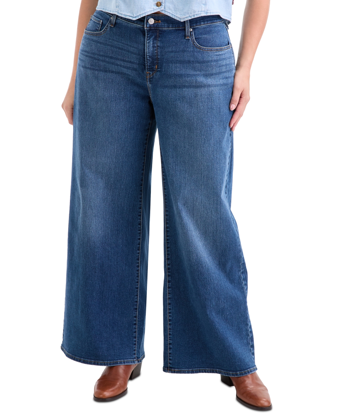 Click here for Levis Plus Size Mid Rise 318 Shaping Wide-Leg Jean... prices