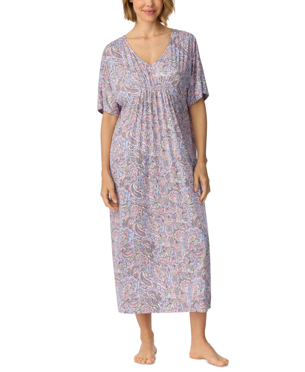 Click here for Ellen Tracy Womens V-Neck Pockets Nightgown - Mult... prices