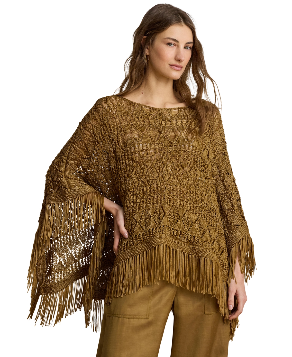 Click here for Lauren Ralph Lauren Womens Fringe-Trim Oversized B... prices