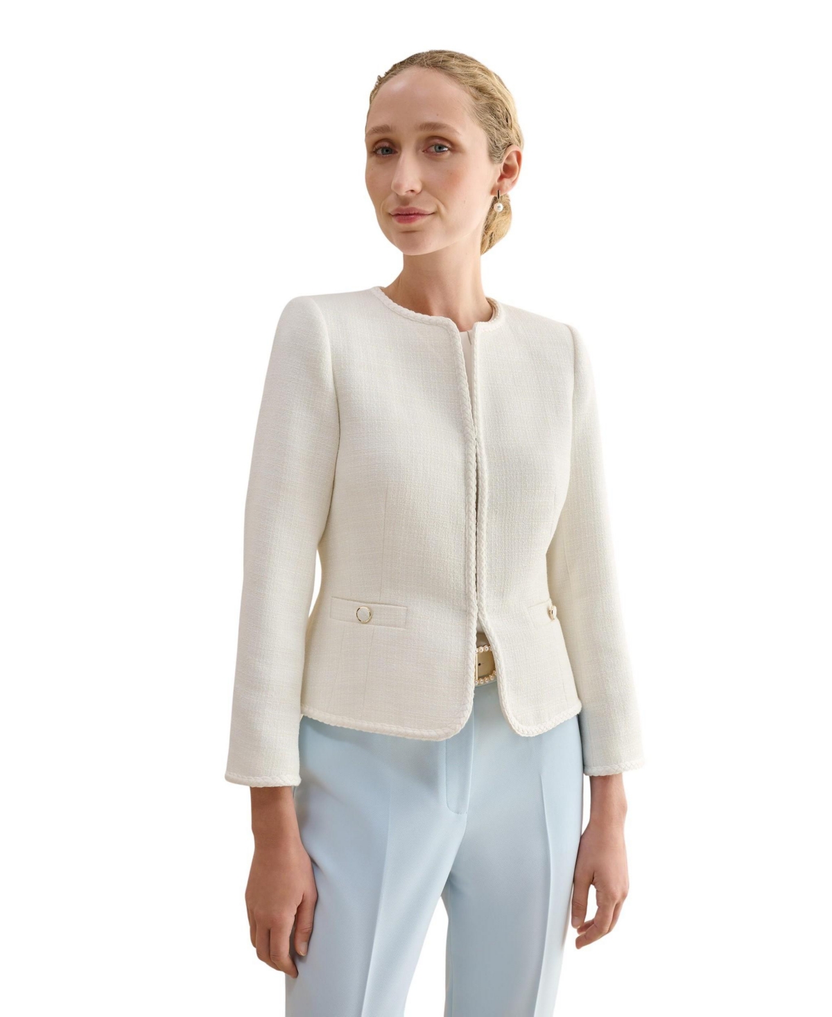 Click here for Hobbs London Womens Otillia Textured Jacket - Ivor... prices