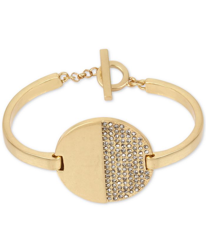 Kenneth Cole New York Gold-Tone Pavé Disc Toggle Bracelet - Macy's