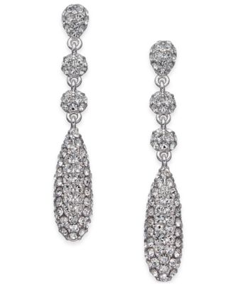 Eliot Danori Silver-Tone Pavé Crystal Drop Earrings, Created for Macy's ...