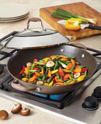 Anolon Advanced Bronze Nonstick 14" Covered Wok - Macy's