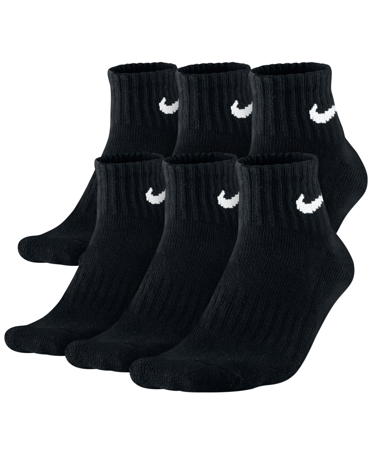 Click here for Nike Mens Cotton Quarter Socks 6-Pack - Black prices
