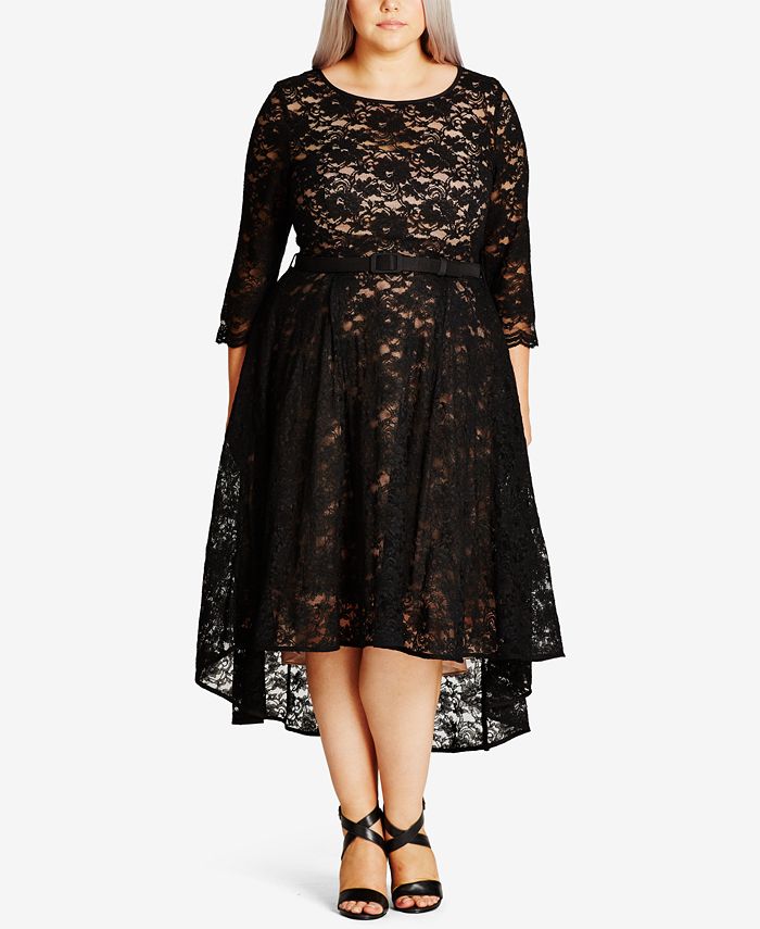 City Chic Trendy Plus Size Lace Midi Dress - Macy's