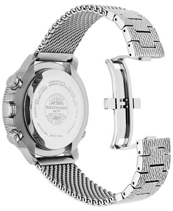 Citizen Men's Chronograph Navihawk Eco-Drive Stainless Steel Mesh ...