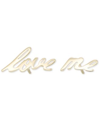 "Love Me" Cursive Stud Earrings in 10k Gold - Macy's