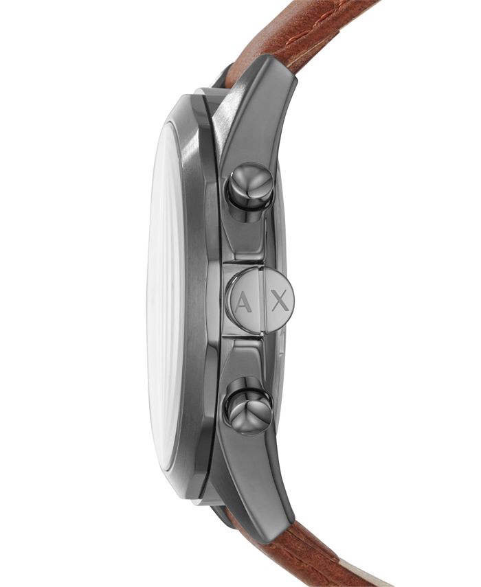 A|X Armani Exchange Men's Chronograph Brown Leather Strap Watch 44mm ...