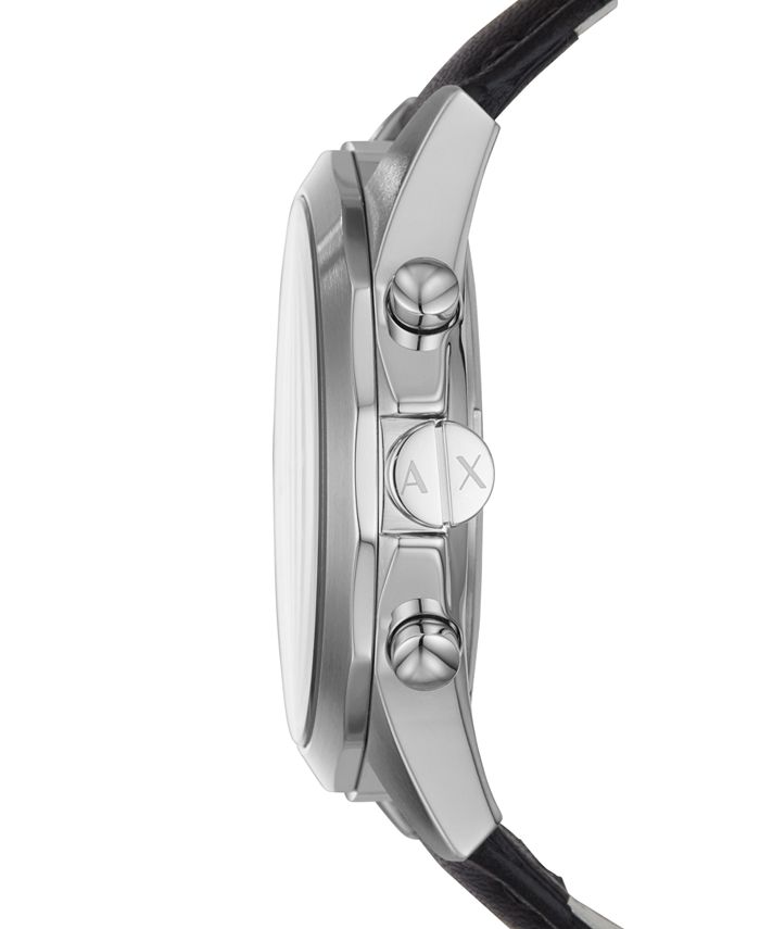 A|X Armani Exchange Men's Chronograph Black Leather Strap Watch 44mm ...