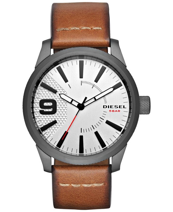 Diesel Men's Brown Leather Strap Watch 46x53mm DZ1803 - Macy's