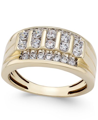 Men's Diamond Cluster Ring (1 ct. t.w.) in 10k Gold - Rings - Jewelry ...