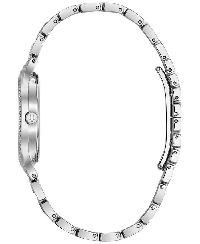 Bulova Women's Crystal Accented Stainless Steel Bracelet Watch 32mm ...