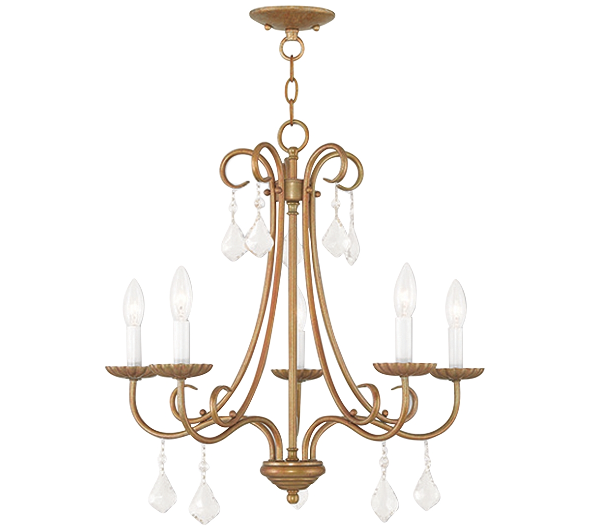 Click here for Livex Daphne 5- Light Metal Chandelier - Antique G... prices