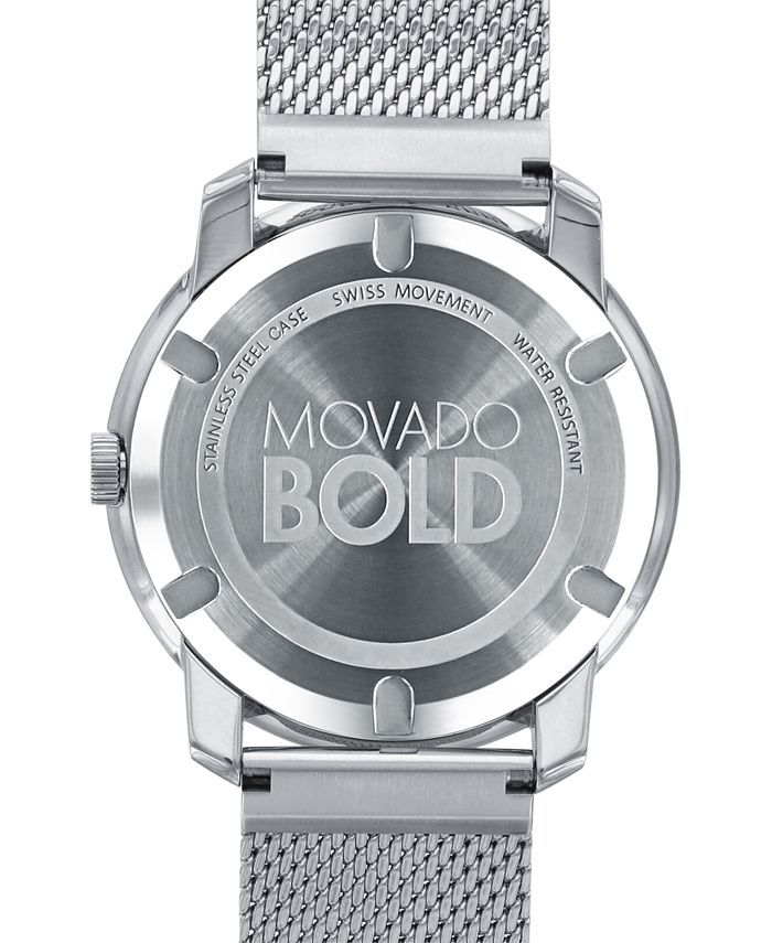 Movado Unisex Swiss Bold Stainless Steel Mesh Bracelet Watch 44mm ...