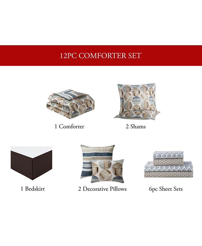 Jessica Sanders CLOSEOUT! Drake Reversible 12-Pc. Queen Comforter Set ...