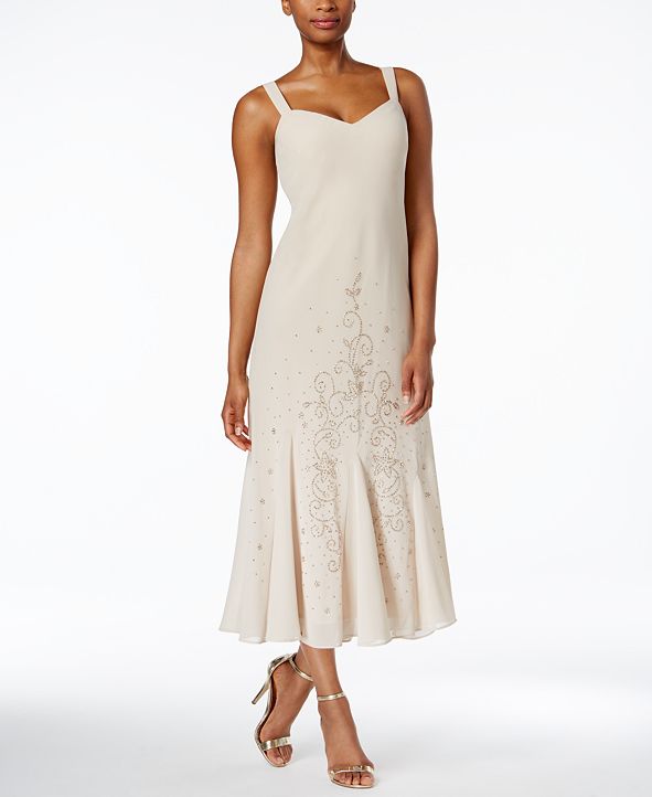 R And M Richards Randm Richards Sleeveless Beaded V Neck Dress And Jacket