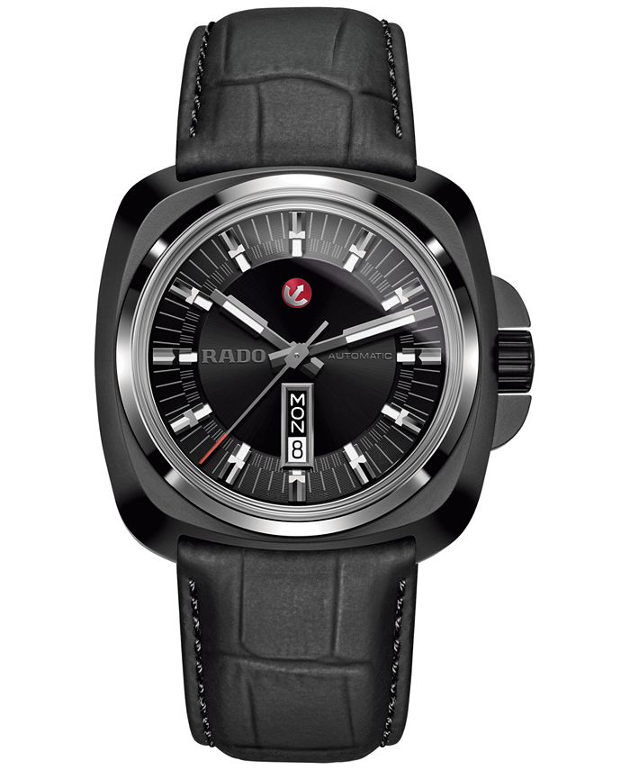 Rado Men's Automatic Swiss Hyperchrome 1616 Black Leather Strap Watch ...
