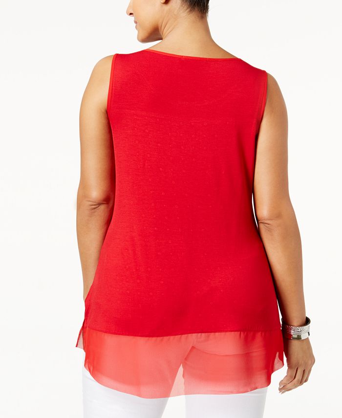 Belldini Plus Size Studded Chiffon-Trim Tank Top - Macy's