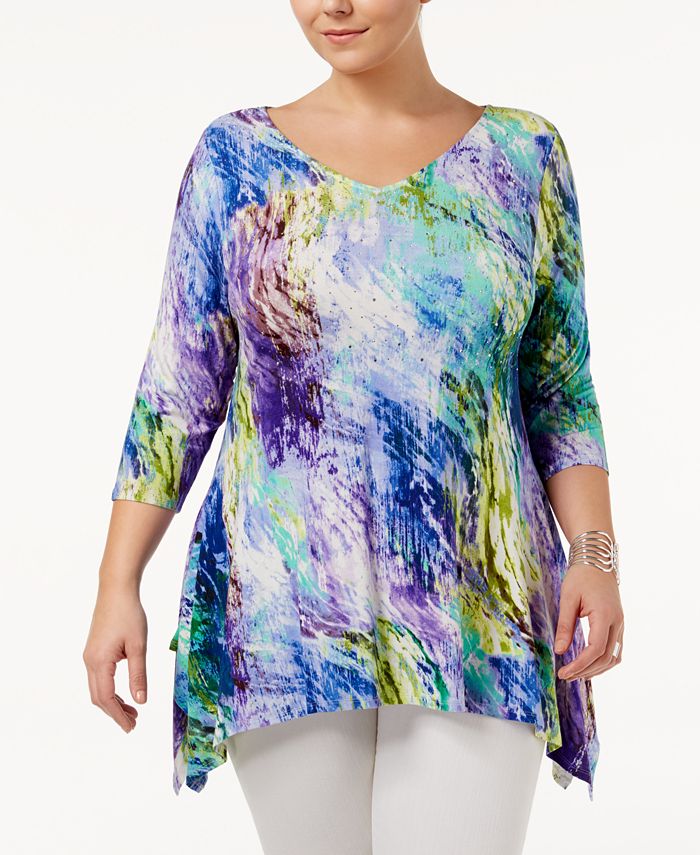Belldini Plus Size Handkerchief-Hem Tunic - Macy's