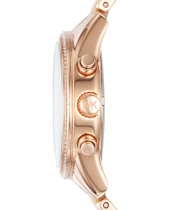 Michael Kors Women's Chronograph Ritz Rose Gold-Tone Stainless Steel ...