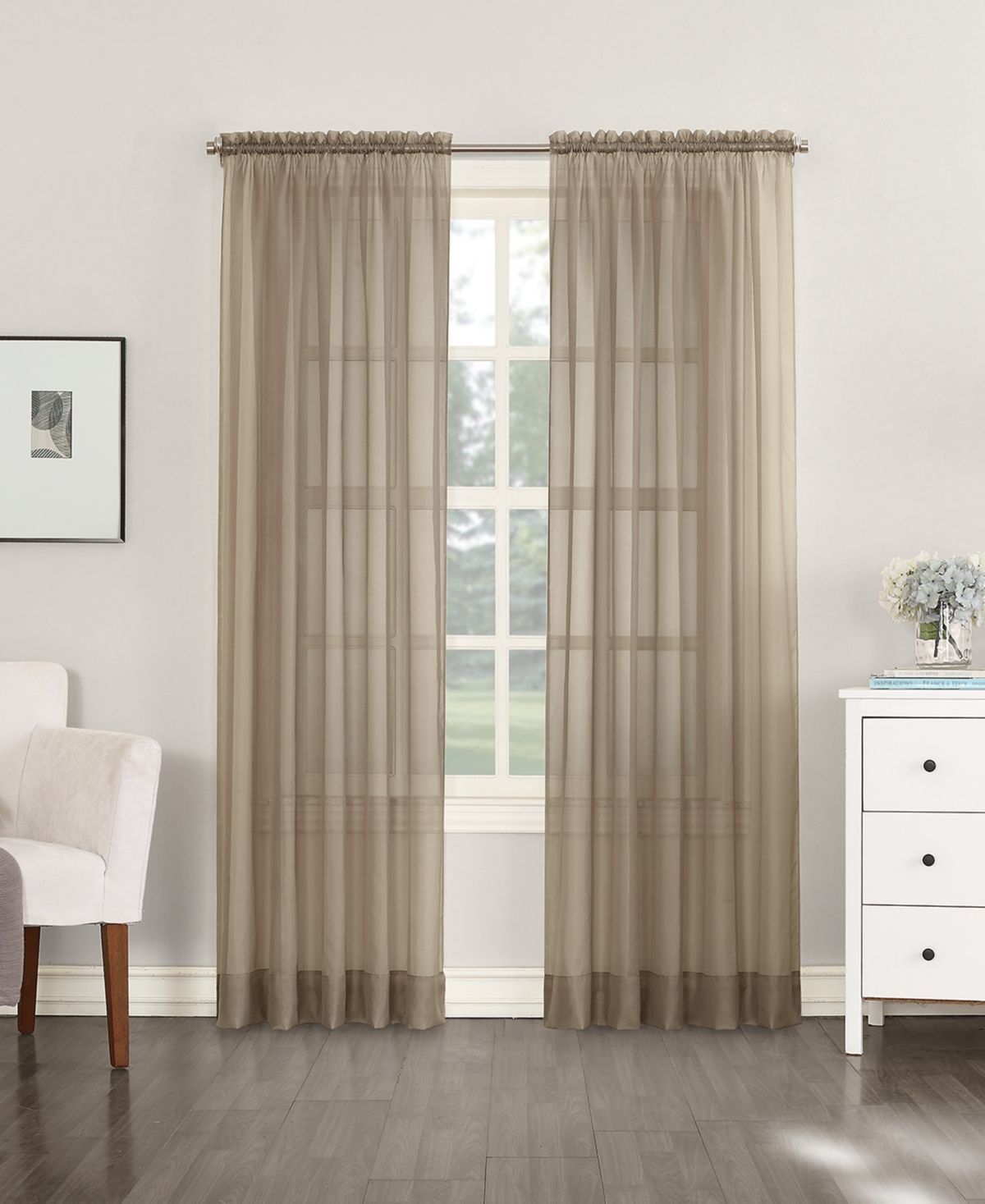 Click here for Sheer Voile Rod Pocket Curtain Panel - Taupe prices