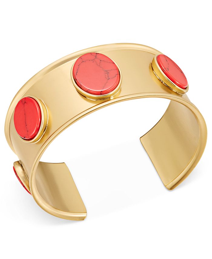 kate spade new york Gold-Tone Red Stone Cuff Bracelet - Macy's