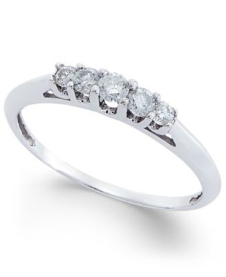 Diamond Five Stone Step Ring (1/4 ct. t.w.) in 14k White Gold - Macy's