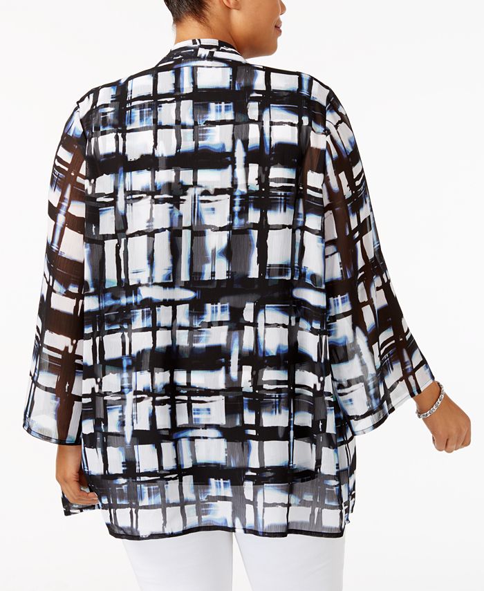 JM Collection Plus Size Printed Layered-Look Top, Created for Macy's ...