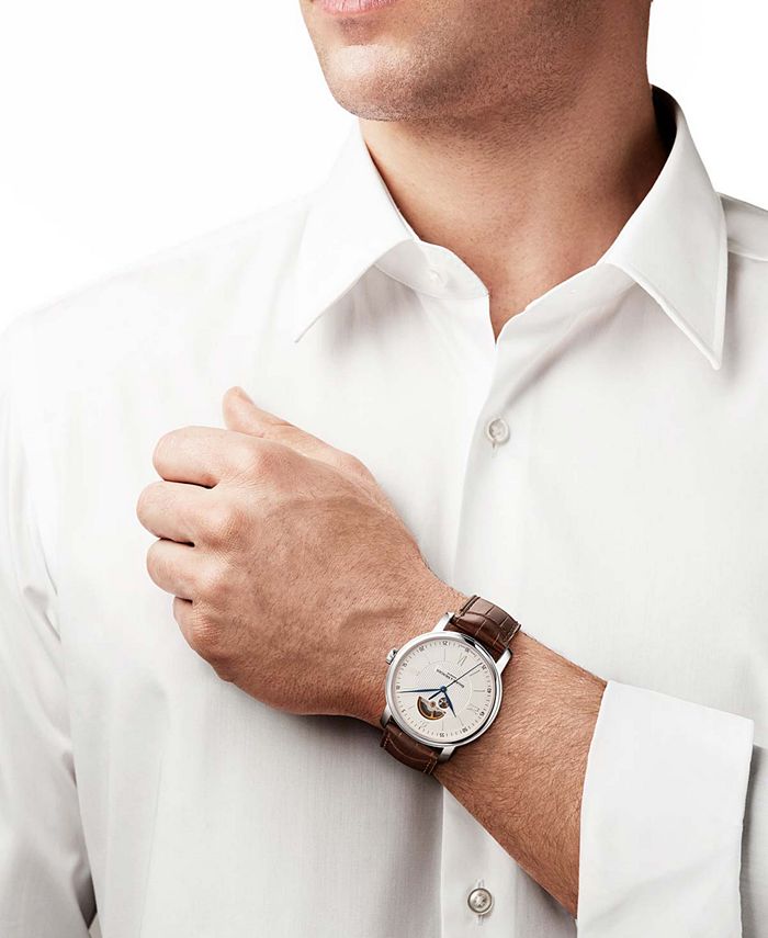 Baume & Mercier Men's XL Classima Executive Brown Alligator Strap Watch ...