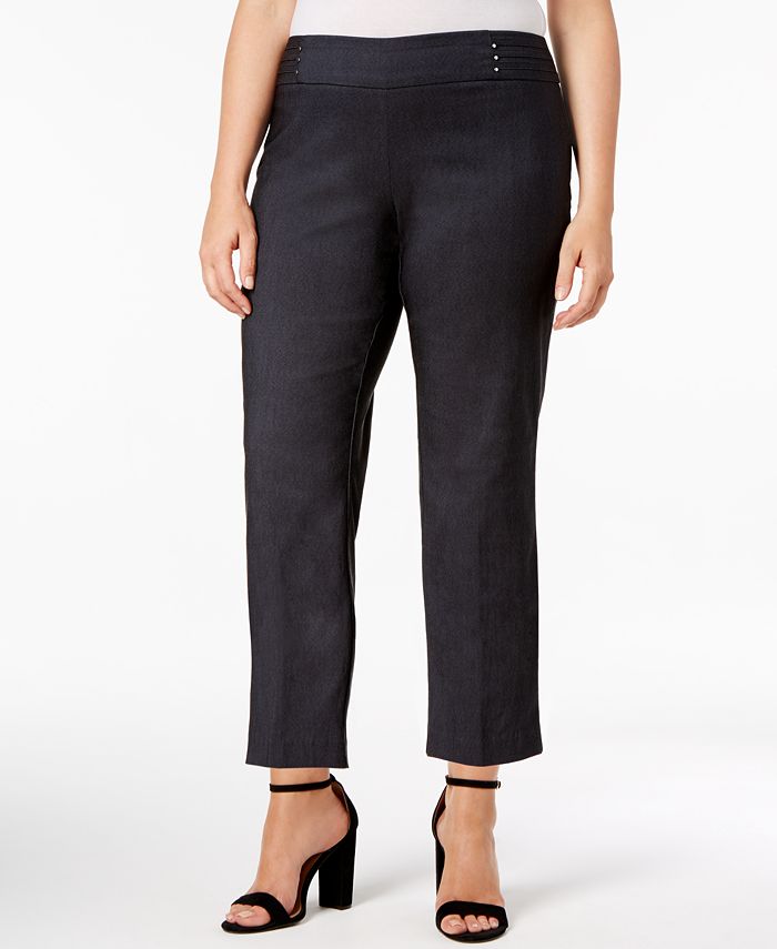 JM Collection Plus Size Tummy Control Pull-On Capri Pants, Created for ...