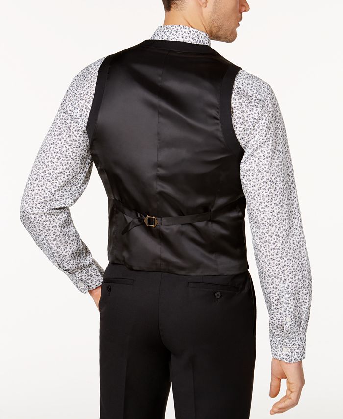 Bar III Black Solid Slim-Fit Vest - Macy's