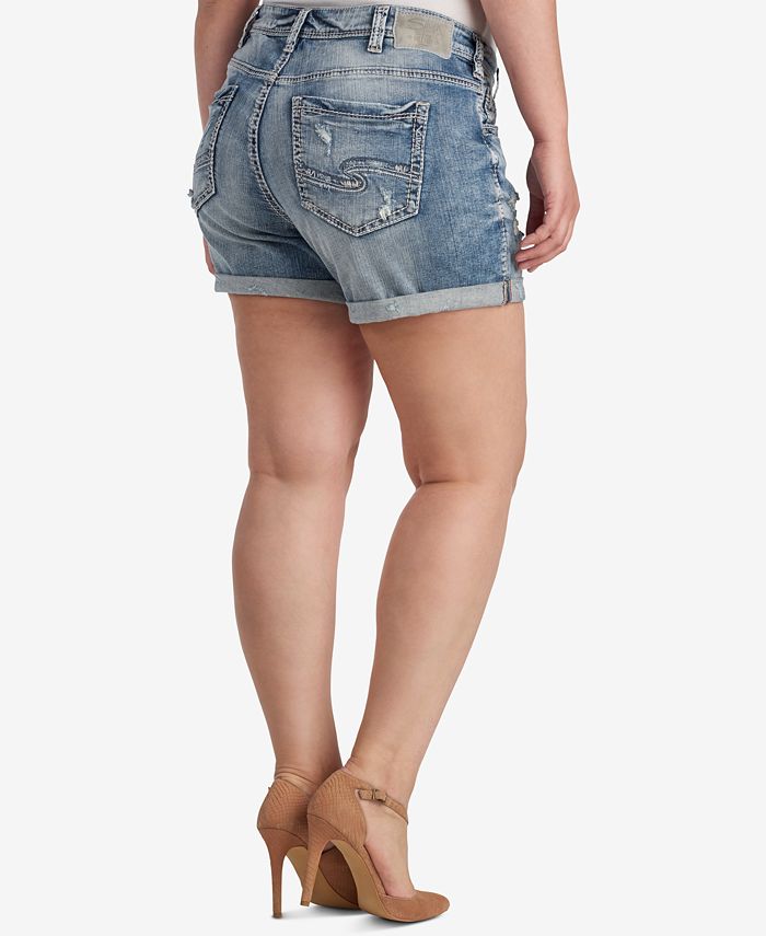Silver Jeans Co. Trendy Plus Size Sam Ripped Denim Shorts - Macy's