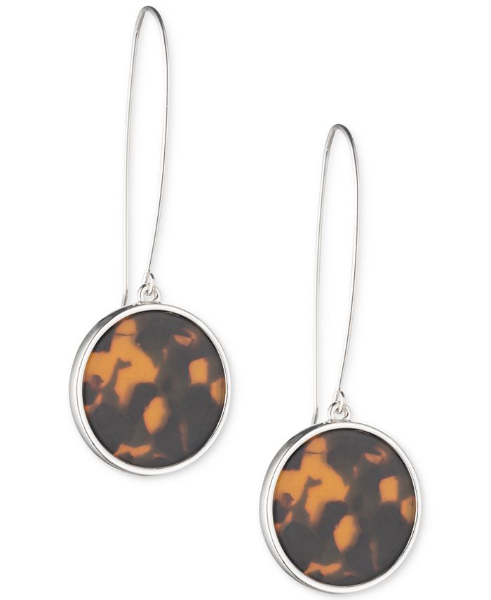 Lauren Ralph Lauren Silver-Tone & Tortoise-Look Long Drop Earrings - Macy's
