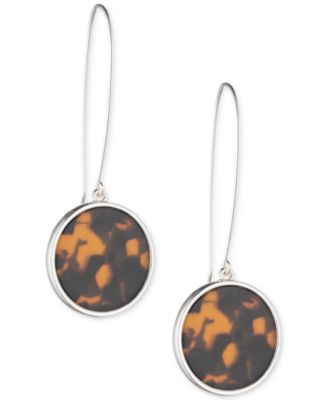 Lauren Ralph Lauren Silver-Tone & Tortoise-Look Long Drop Earrings - Macy's