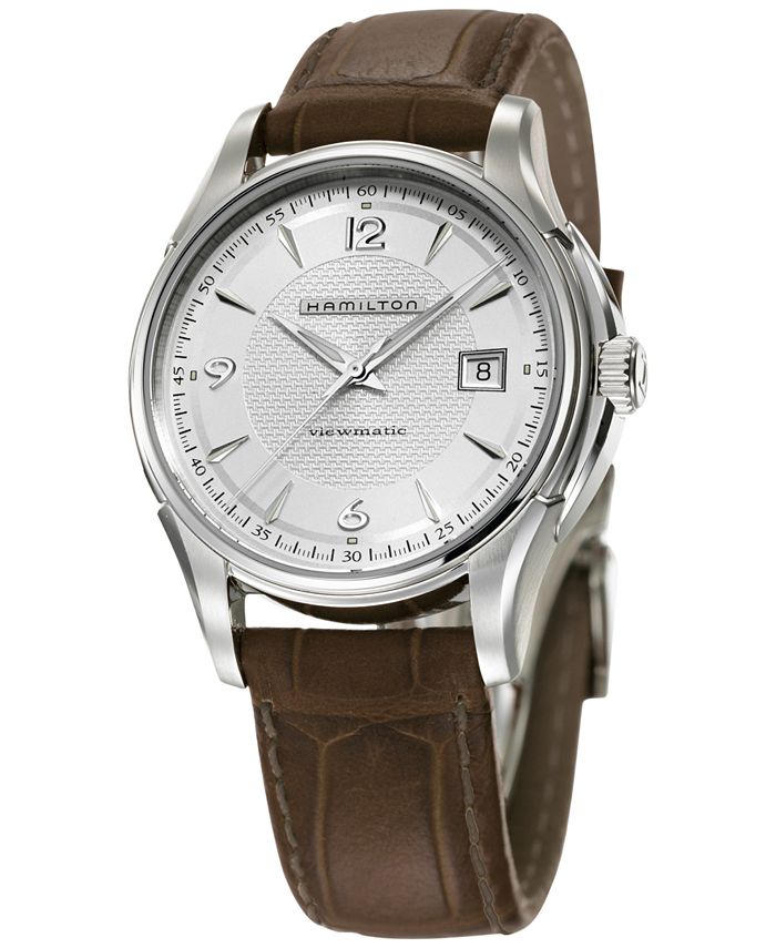 Hamilton Men's Swiss Automatic Jazzmaster Viewmatic Brown Leather Strap ...