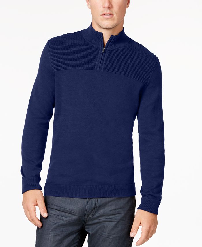 Alfani Men's Quarter-Zip Knit Sweater, Created for Macy's - Macy's