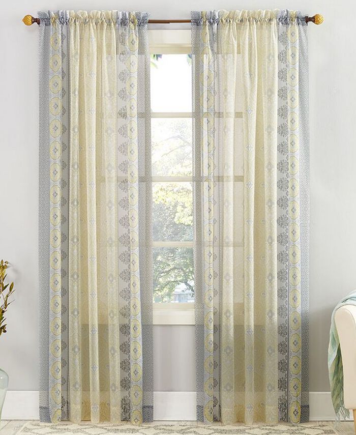 Lichtenberg No. 918 Tosha 59" x 63" Colorblocked Medallion-Print Sheer ...
