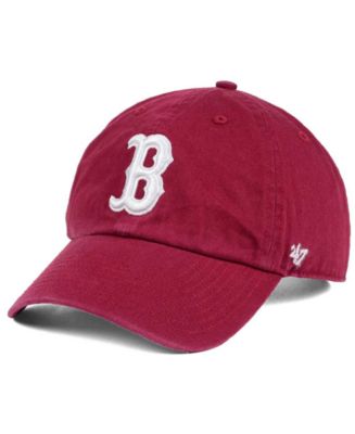 '47 Brand Boston Red Sox Cardinal and White CLEAN UP Cap - Macy's