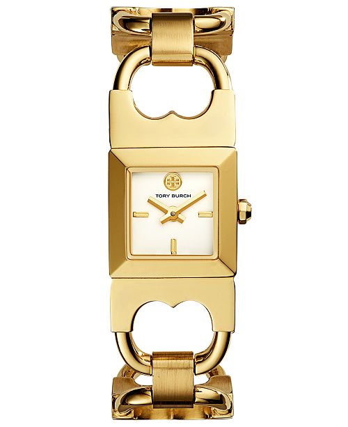 Tory Burch Women's Double T Link Gold-Tone Stainless Steel Bracelet ...