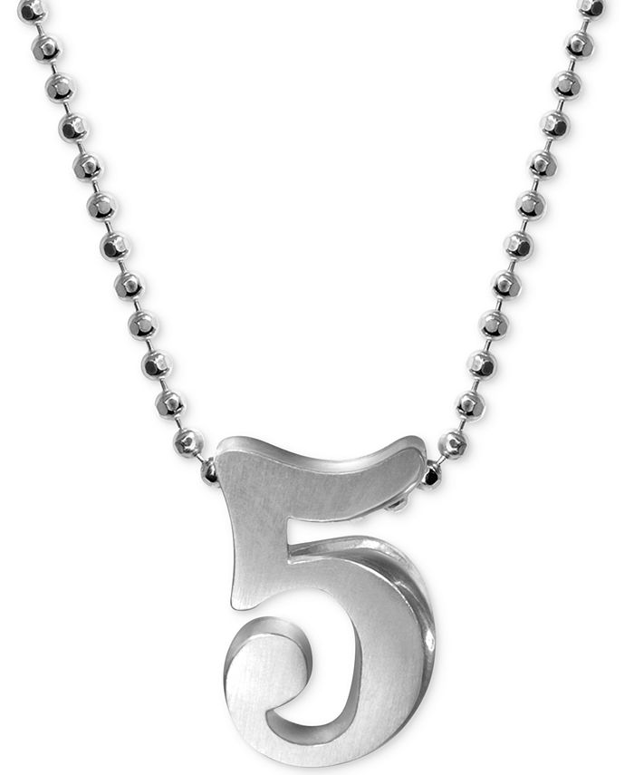 Alex Woo Number 5 Pendant Necklace in Sterling Silver - Macy's