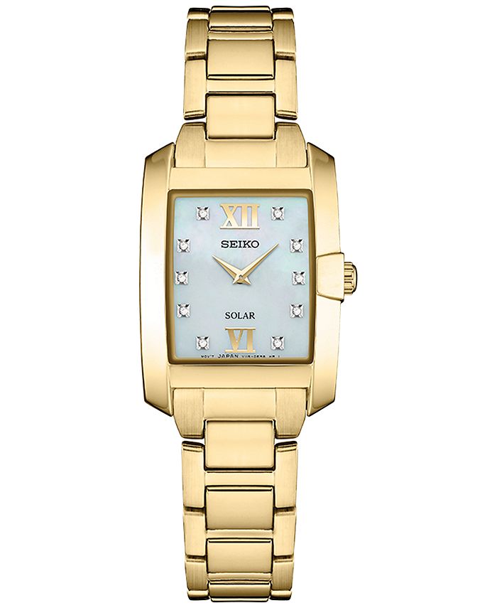 Seiko Women's Solar Dress Sport Diamond-Accent Gold-Tone Stainless ...