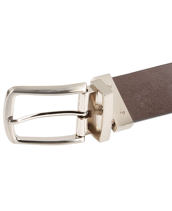 Perry Ellis Men's Portfolio Leather Burnished Gray Reversible Belt - Macy's