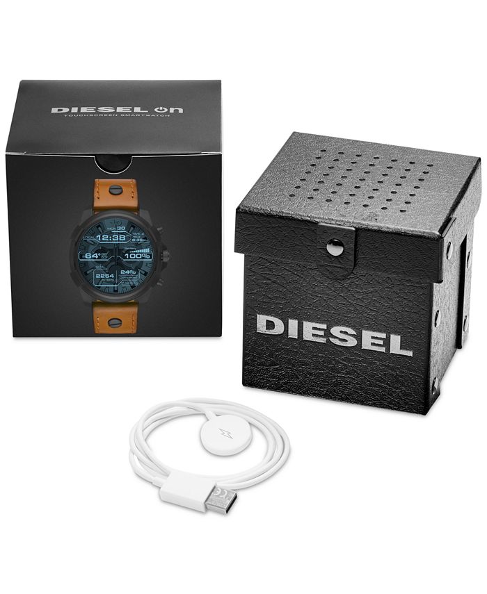 Diesel ON Men's Full Guard Brown Leather Strap Touchscreen Smart Watch ...
