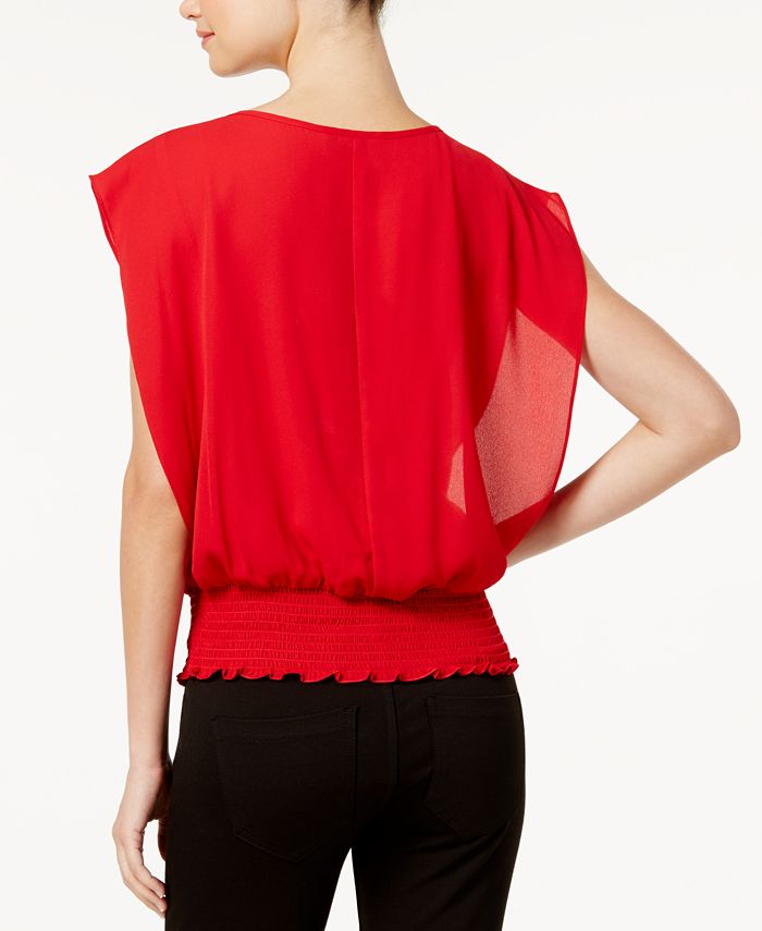 BCX Juniors' Beaded-Neck Banded-Hem Top - Macy's