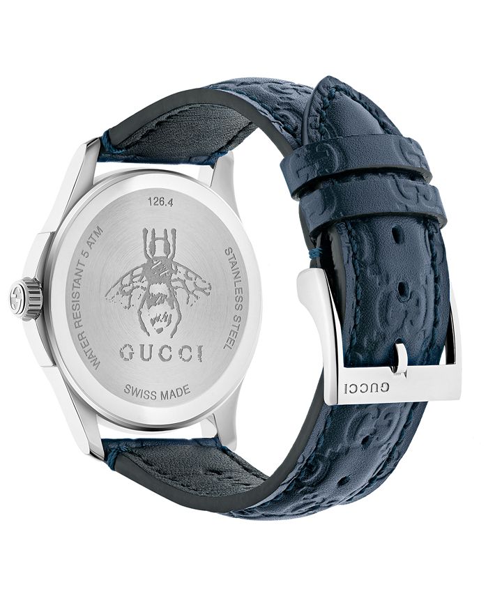 Gucci Unisex Swiss G-Timeless Dark Blue Leather Strap Watch 38mm - Macy's