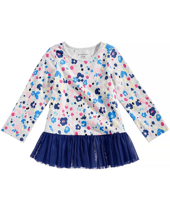 First Impressions Tulle-Flounce Floral-Print Tunic, Baby Girls, Created ...