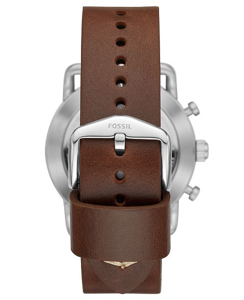 Fossil Q Men's Commuter Dark Brown Leather Strap Hybrid Smart Watch ...