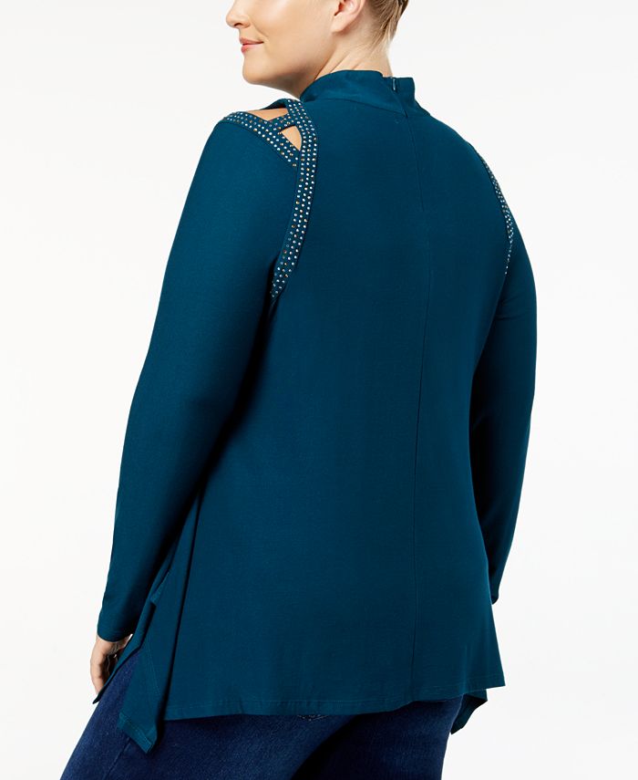 Belldini Plus Size Mock-Neck Studded Tunic - Macy's