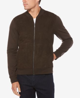 Perry Ellis Men's Quilted Faux-Suede Full-Zip Jacket - Macy's